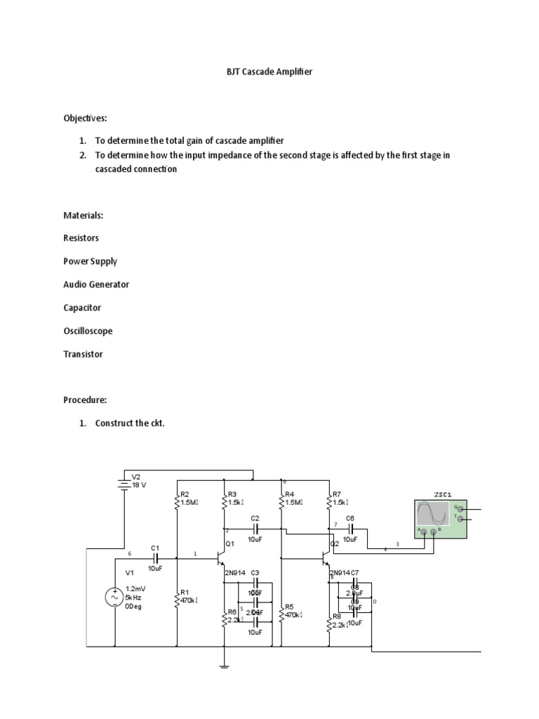BJT Cascade Amplifier | PDF | Amplifier | Analog Circuits