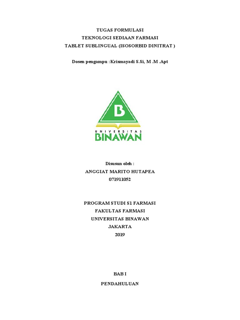 Formulasi Tablet Sublingual ISDN | PDF
