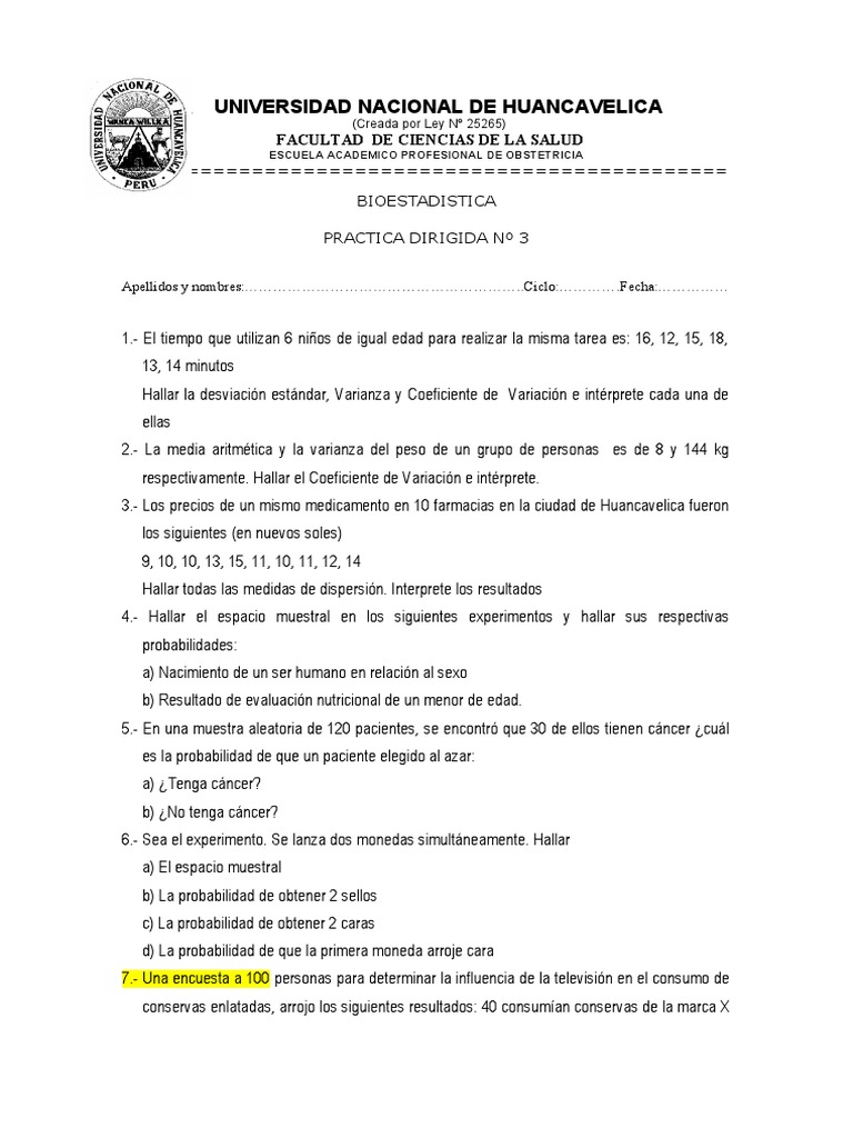 Practica Dirigida | PDF | Probabilidad | Desviación Estándar