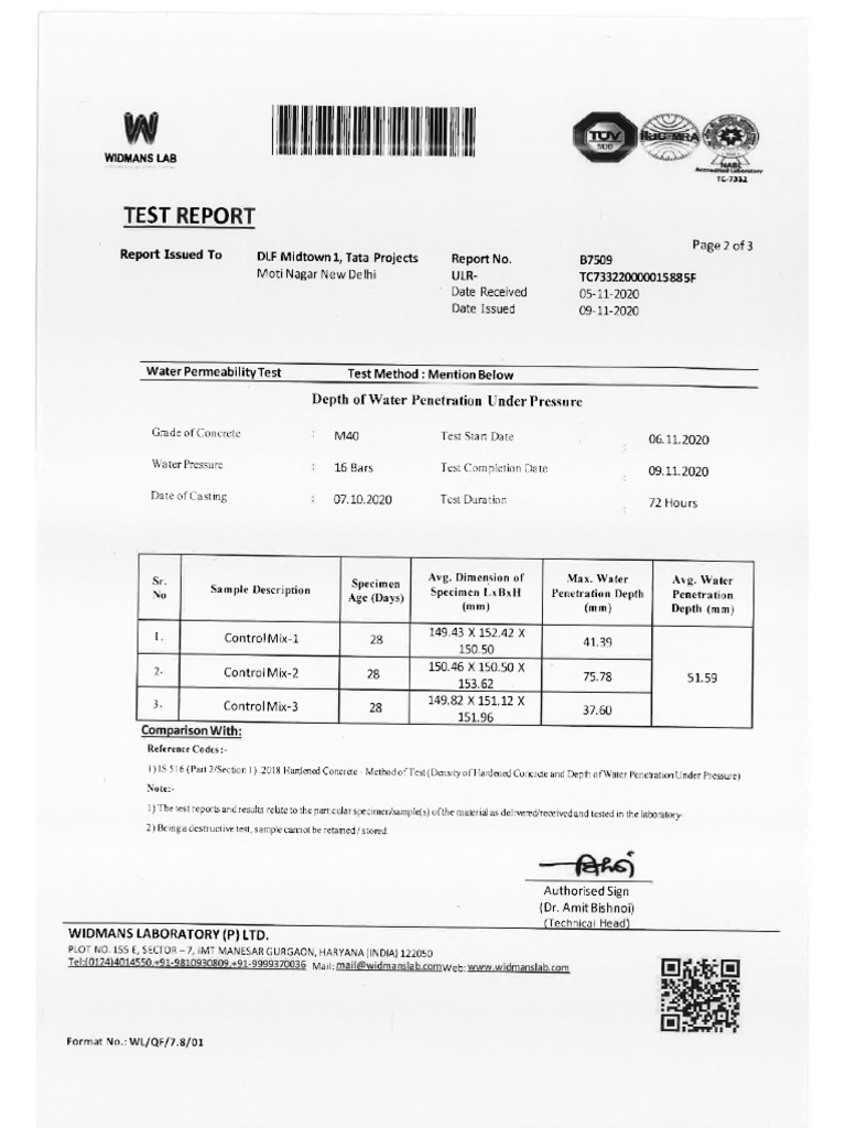 Water Penetration Test Report PDF | PDF