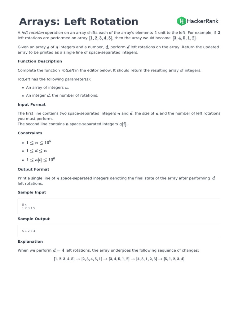 Ctci Array Left Rotation English PDF | PDF | Teaching Methods ...