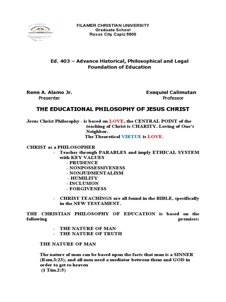 Philosophy of Jesus in Education | PDF