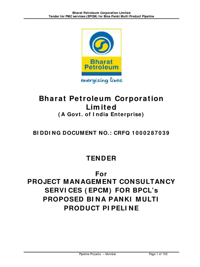 PMC Tender BPPL 220817 E0b6da BPCL Pipeline Tender | PDF | Pipeline ...