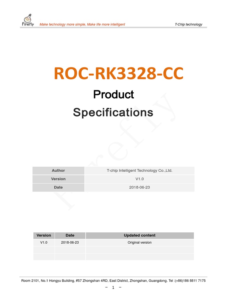 ROC-RK3328-CC - Product Specifications V1.0 | PDF | Media Technology | Computer Architecture