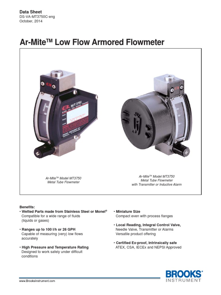 Ar-Mite Low Flow Armored Flowmeter | PDF | Valve | Flow Measurement