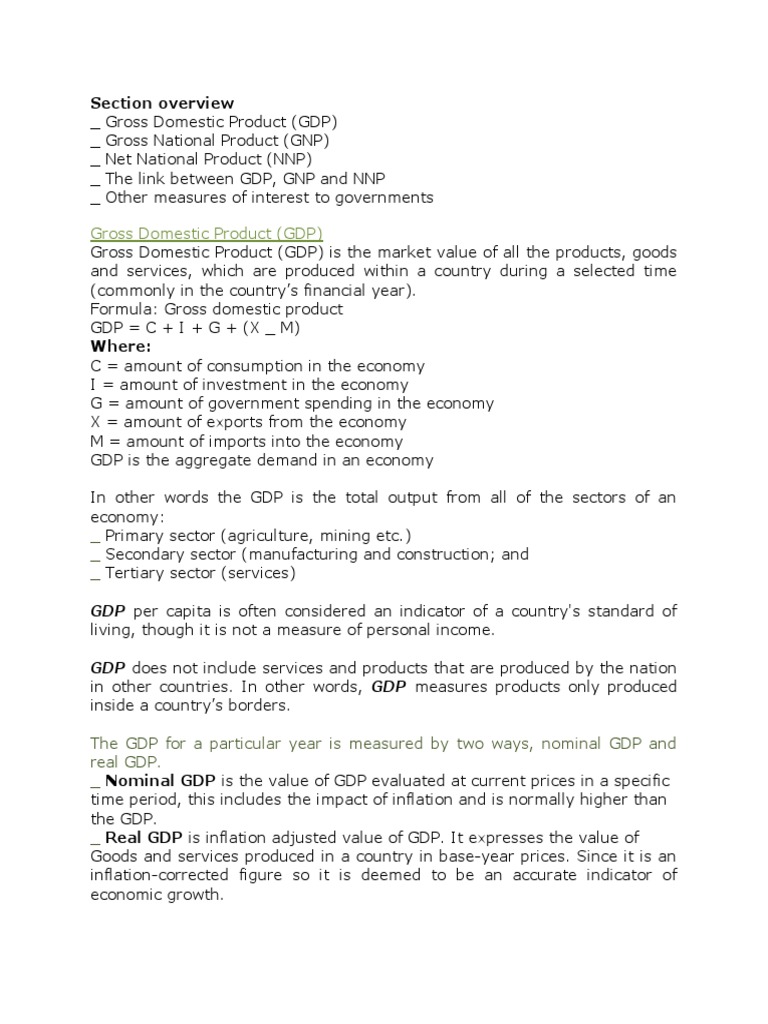 Section Overview: Gross Domestic Product (GDP) | PDF | Gross Domestic ...