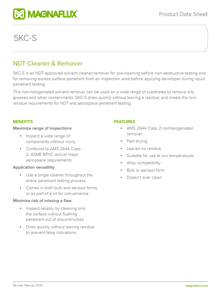 SKC-S: NDT Cleaner & Remover | PDF | Nondestructive Testing ...