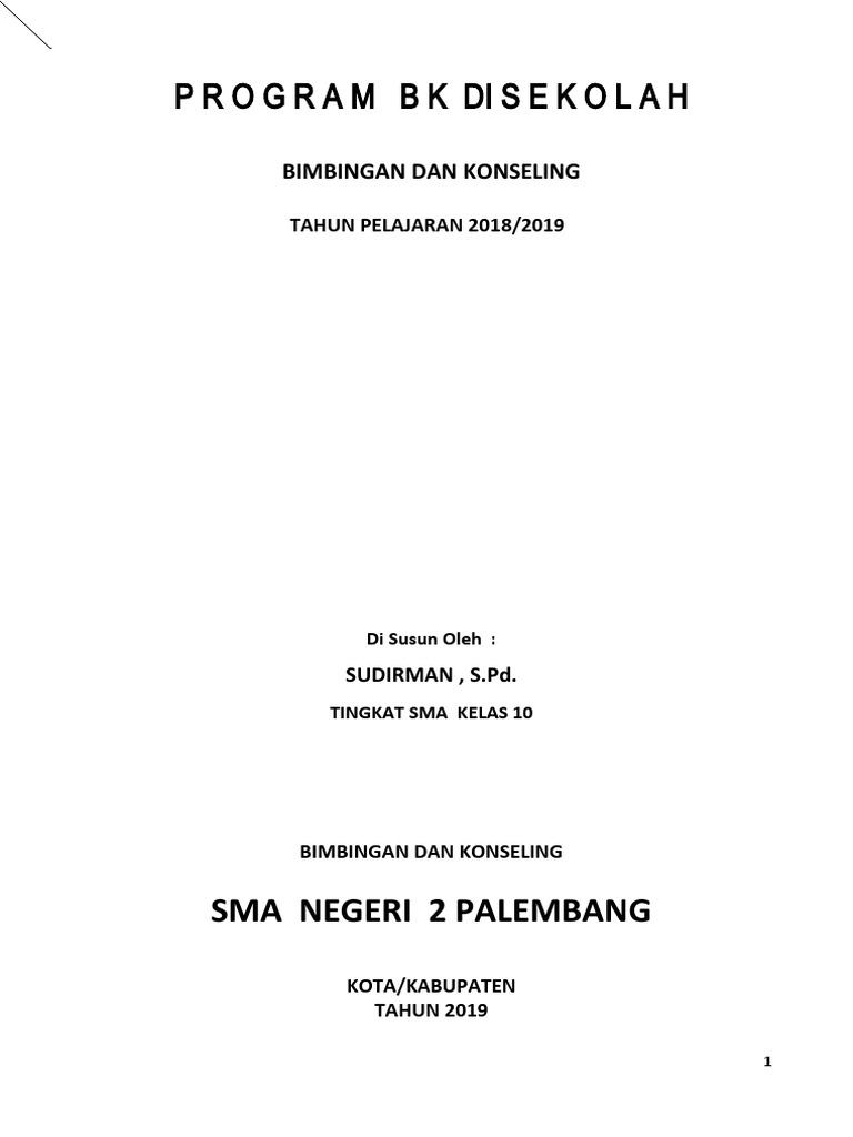 Contoh Program BK Sma - Ma - SMK Sesuai Pop BK Kelas 10 | PDF