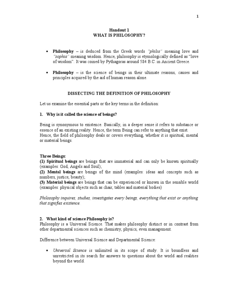 Handout 1 What Is Philosophy | PDF