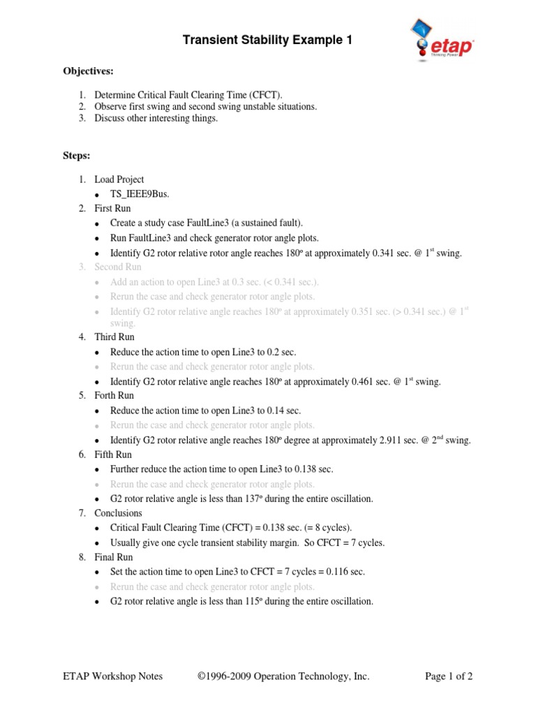 Transient Stability Example 1: Objectives | PDF | Nature