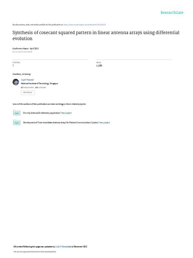 Synthesis Of Cosecant Squared Pattern In Linear An Pdf Array Data Structure Matrix