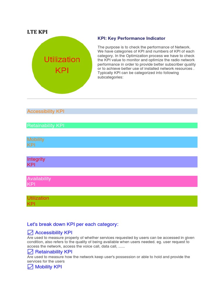 Lte Kpi PDF | PDF | Performance Indicator | Lte (Telecommunication)