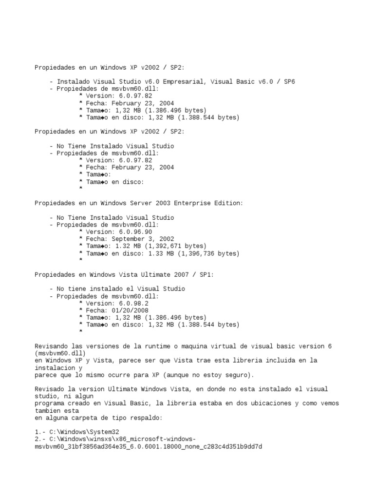 Propiedades de msvbvm60.dll en Windows | PDF | Informática | Tecnología