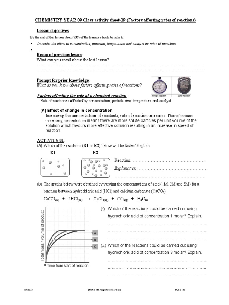 Factors Influencing Reaction Rates | PDF | Reaction Rate | Catalysis