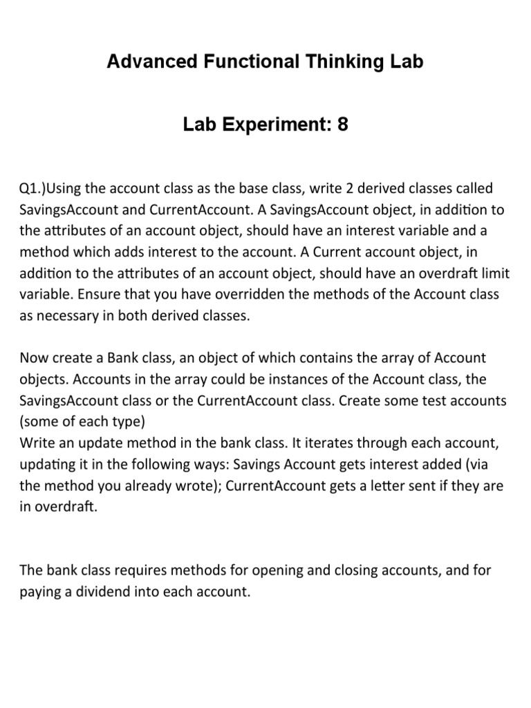 Advanced Functional Thinking Lab Lab Experiment: 8 | PDF