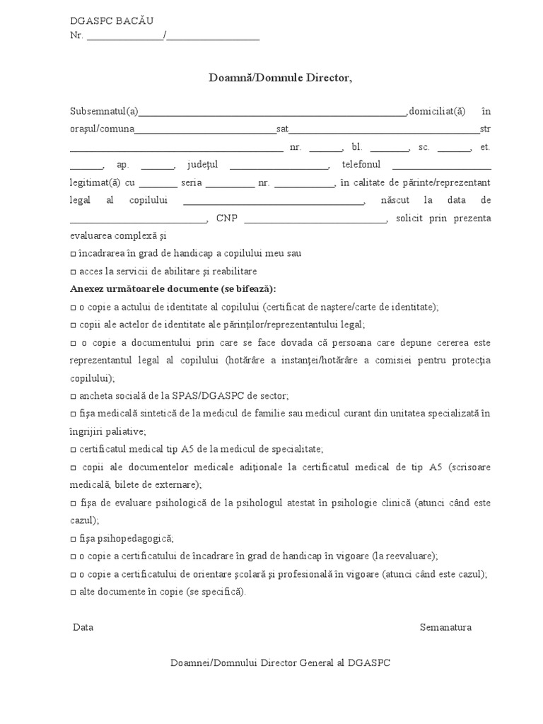 Formular Cerere Evaluare Nou Ordin Seccd | PDF