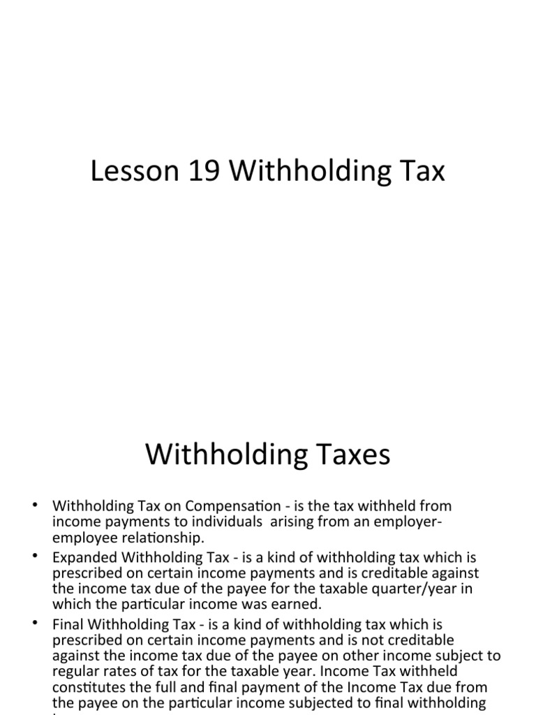 2012 Lesson 20 Withholding Tax | PDF | Withholding Tax | Income Tax