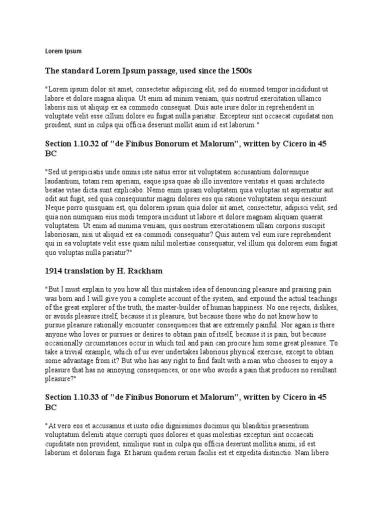 The Standard Lorem Ipsum Passage, Used Since The 1500s | PDF | Emotions ...