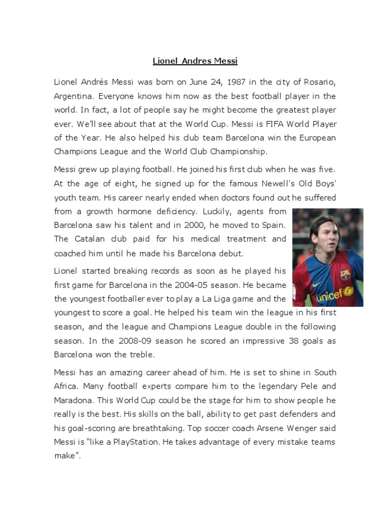 Messis Biography Reading Comprehension Exercises - 58767 | PDF | Sports ...