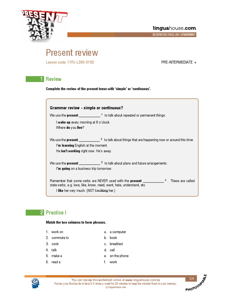 Present Review Business Version British English Student | PDF | English ...