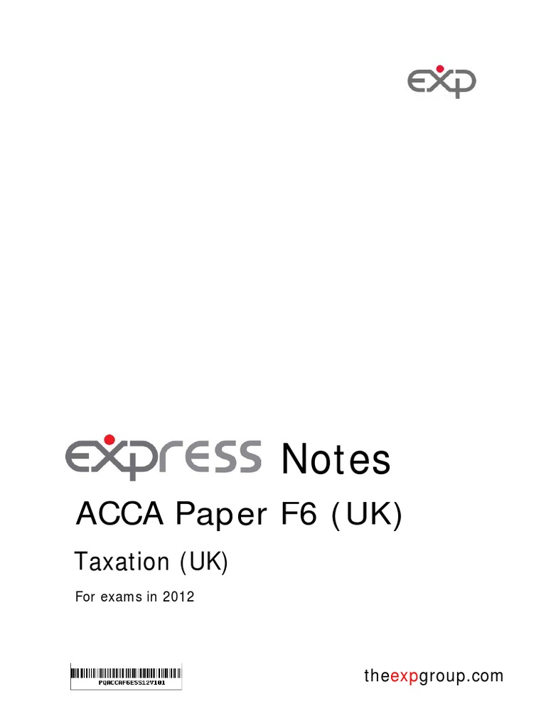 ACCA Paper F6 (UK) : Notes | PDF | Income Tax | Taxes