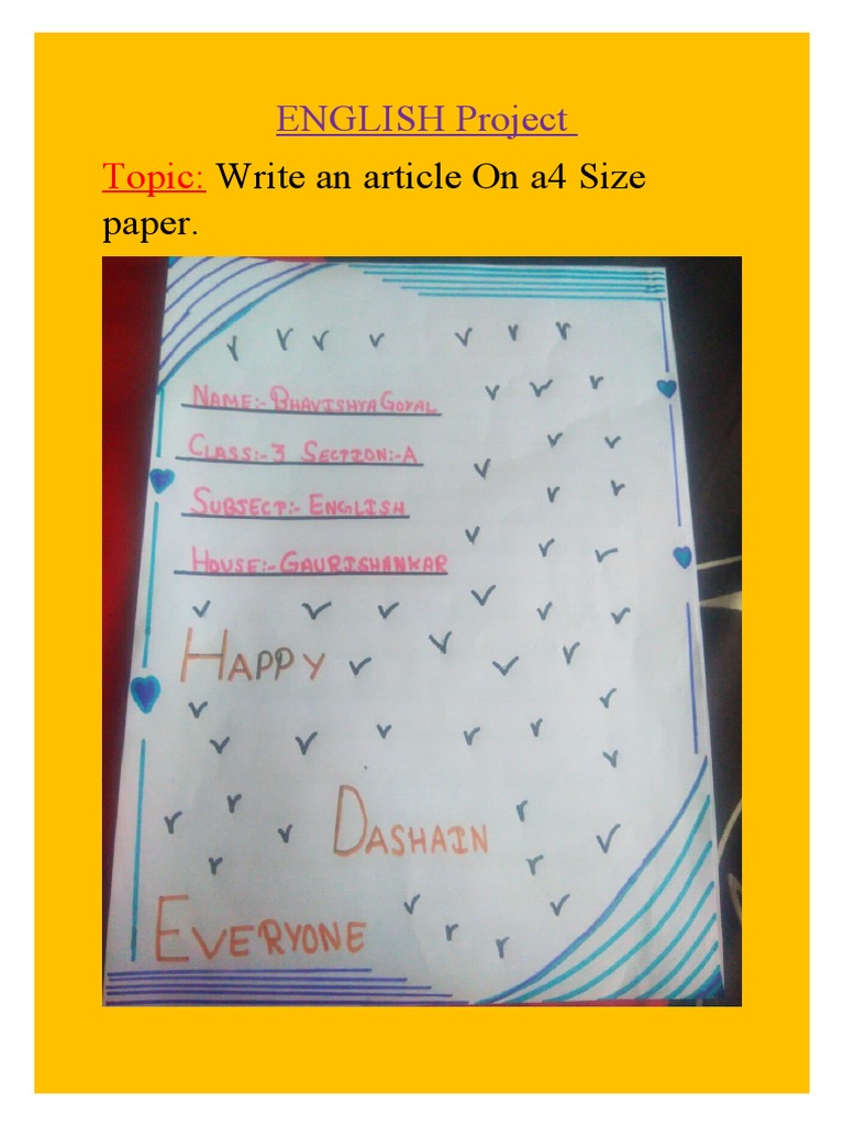 Topic:: Write An Article On A4 Size Paper | PDF