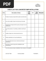 Batching Plant Inspection Check List | PDF | Concrete | Manufactured Goods