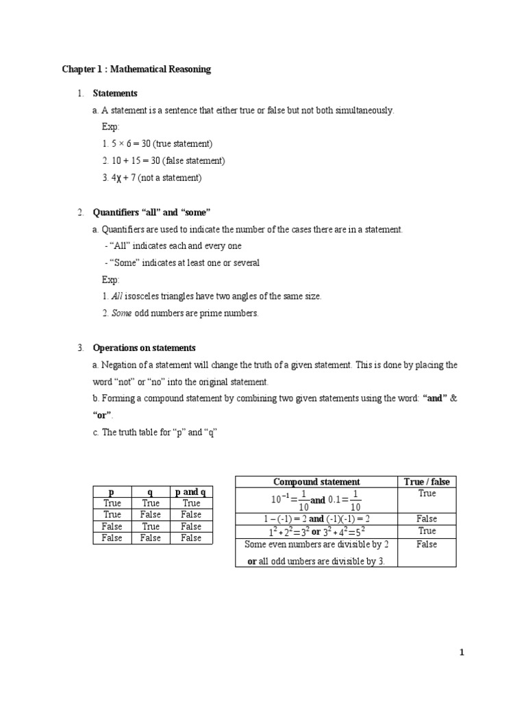 Chapter 1 Mathematical Reasoning | PDF | Deductive Reasoning | Argument
