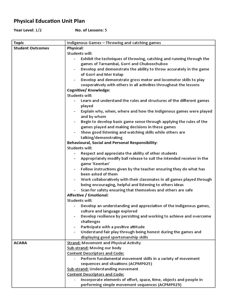 Indigenous Games Unit for Grades 1/2 | PDF | Nonverbal Communication ...
