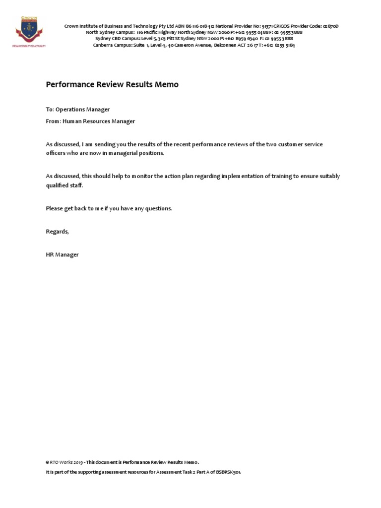 Performance Review Results Memo | PDF | Performance Appraisal | Economies