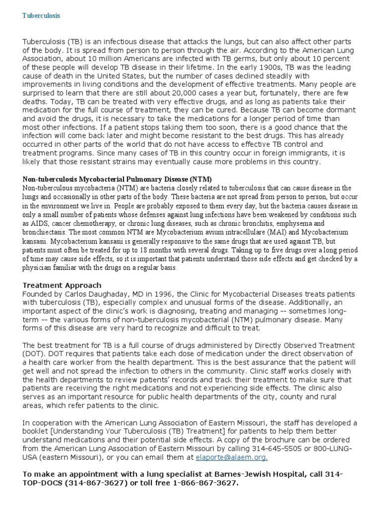 Non-Tuberculosis Mycobacterial Pulmonary Disease (NTM) | PDF ...