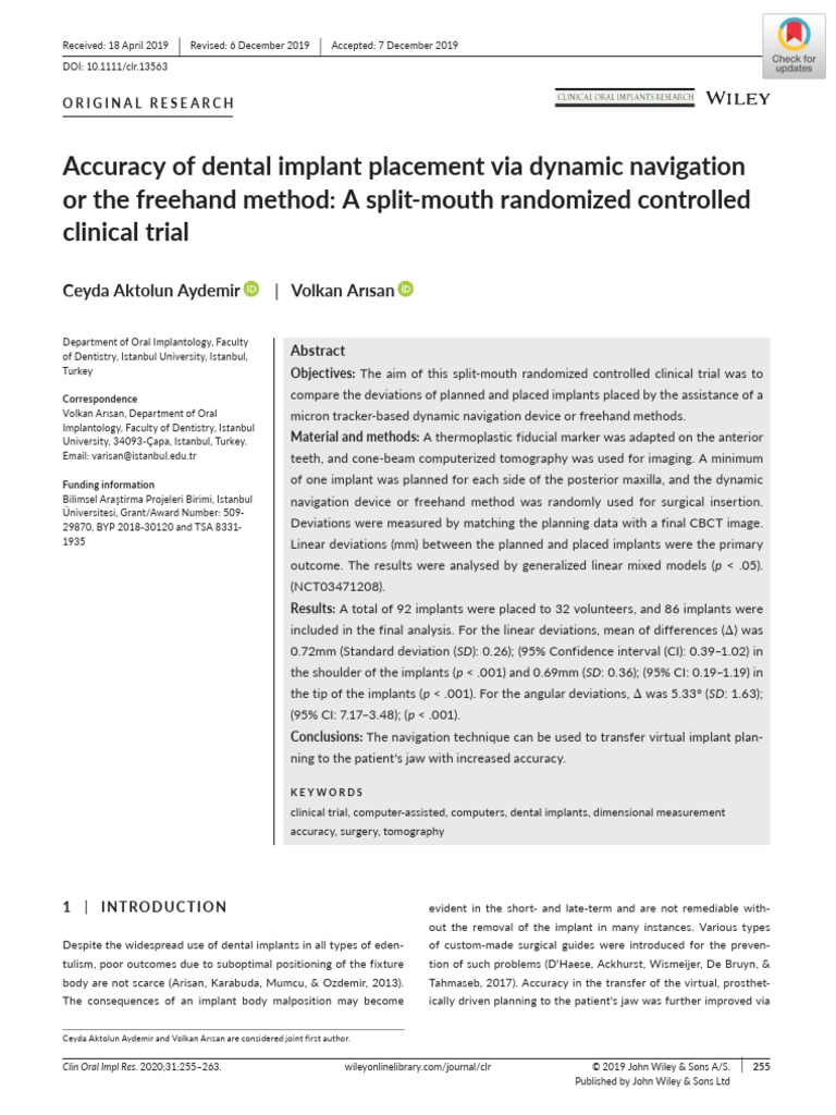 Accuracy of Dental Implant Placement Via Dynamic Navigation or The ...