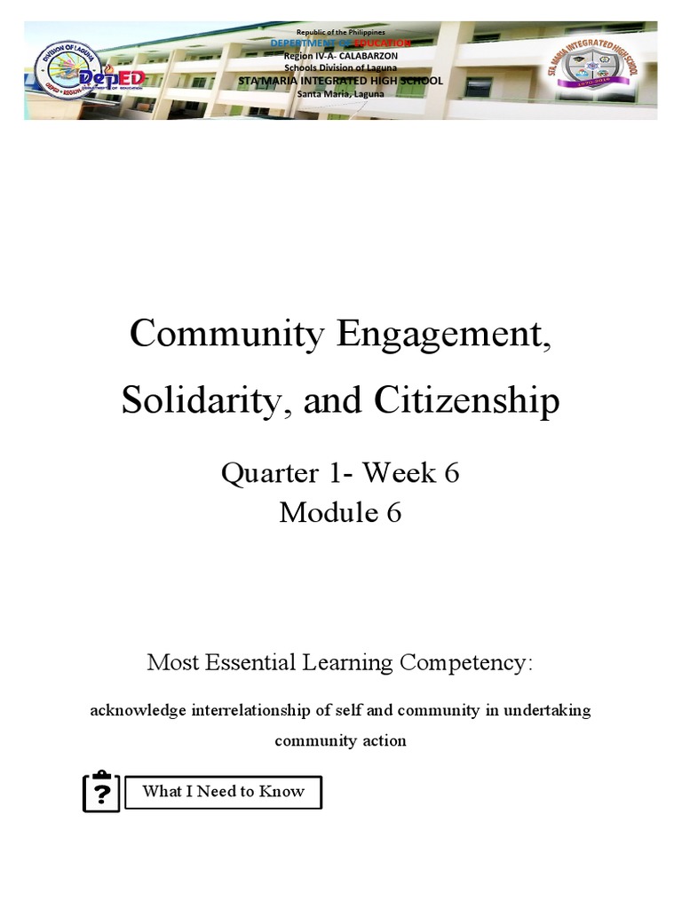 Community Engagement, Solidarity, and Citizenship: Quarter 1-Week 6 ...