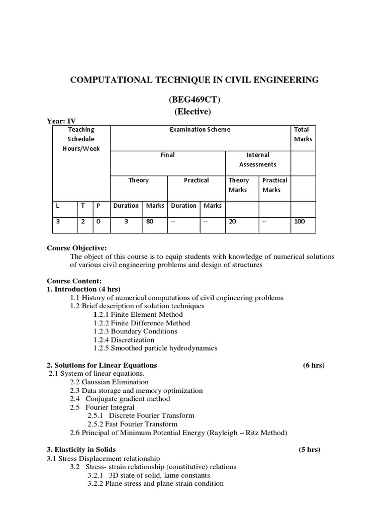 Computational Technique in Civil Engineering | PDF | Finite Element ...
