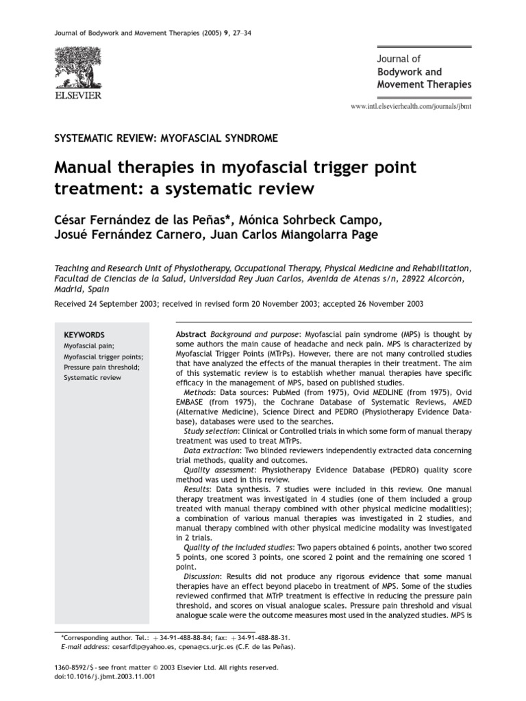 Manual Therapy For Trigger Points | PDF | Myofascial Trigger Point ...