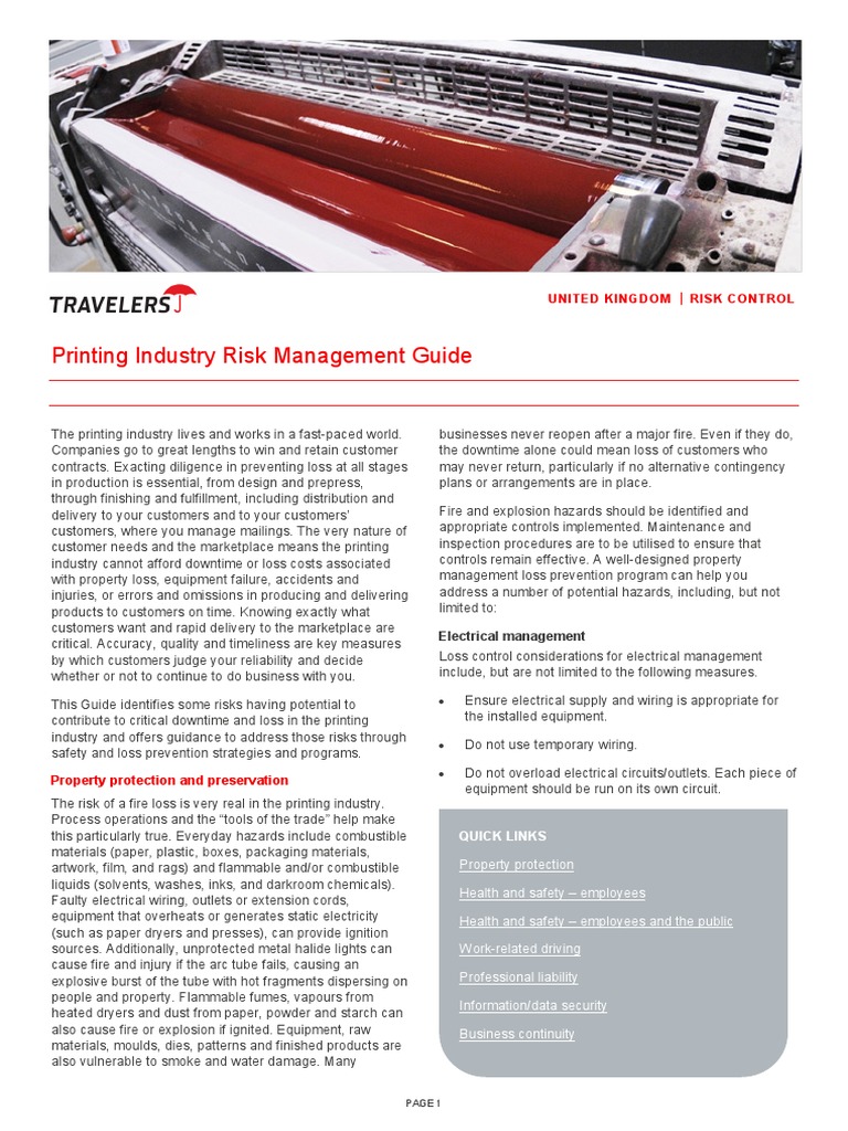 Printing Industry Risk Management Guide: United Kingdom Risk Control ...