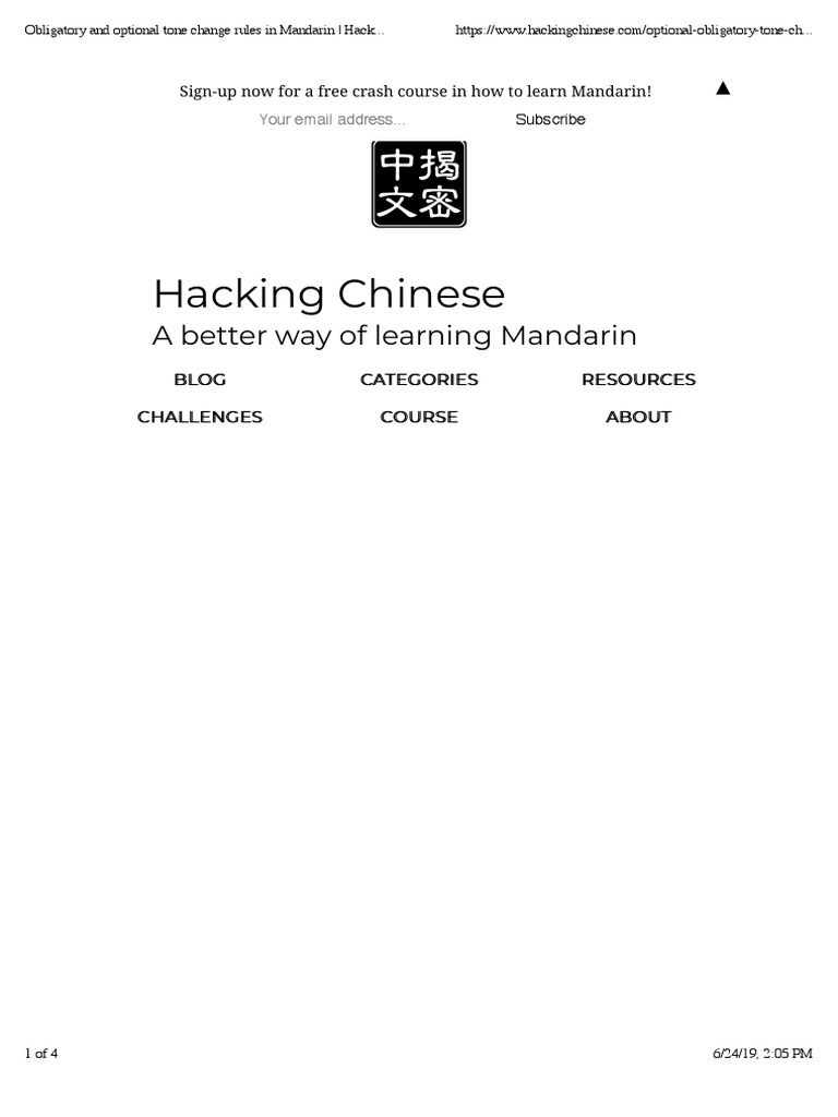 Obligatory and Optional Tone Change Rules | PDF | Mandarin Chinese ...