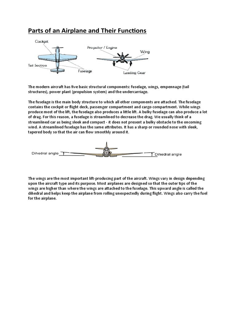 Parts of An Airplane and Their Functions | PDF | Jet Engine | Airplane