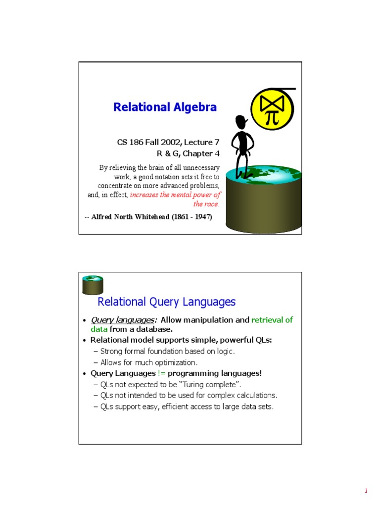 Relation Algebra | PDF | Relational Model | Sql