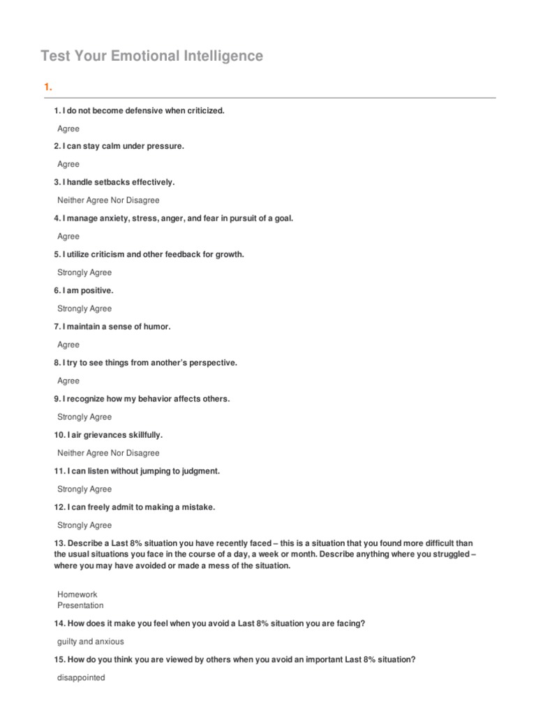 Test Your Emotional Intelligence | PDF