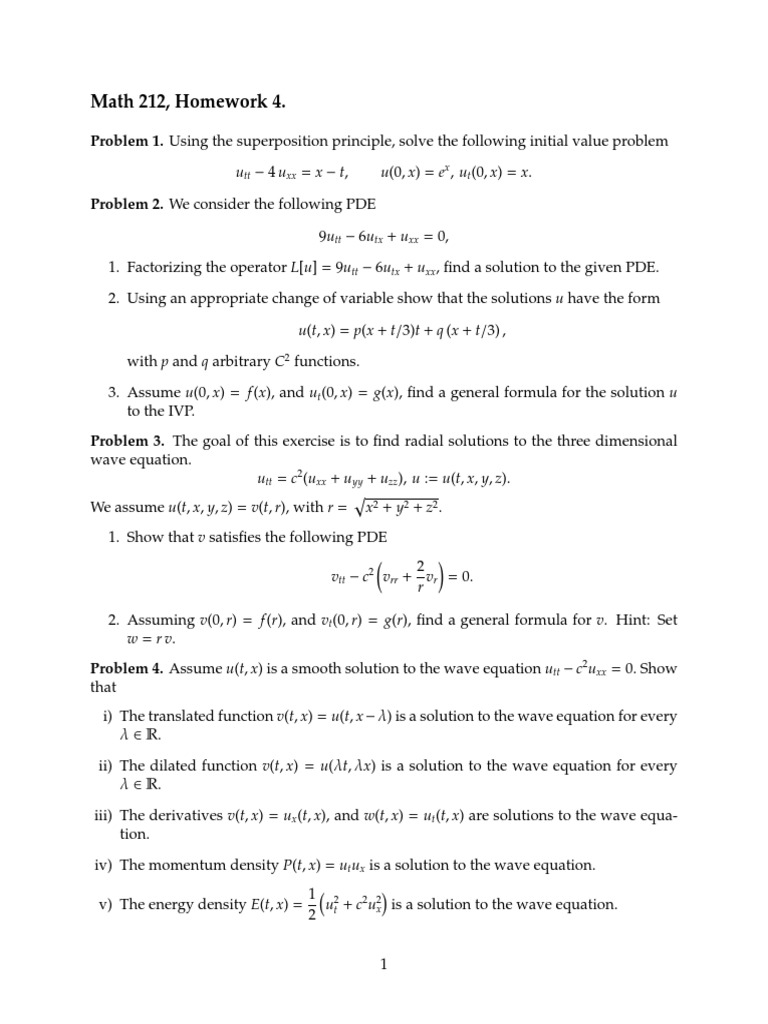 Math 212, Homework 4.: Problem 1 | PDF