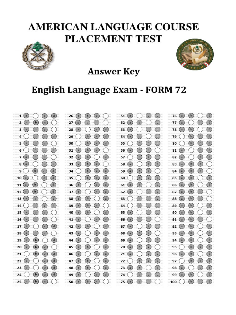 ALCPT Form 72 - Answer Key PDF | PDF
