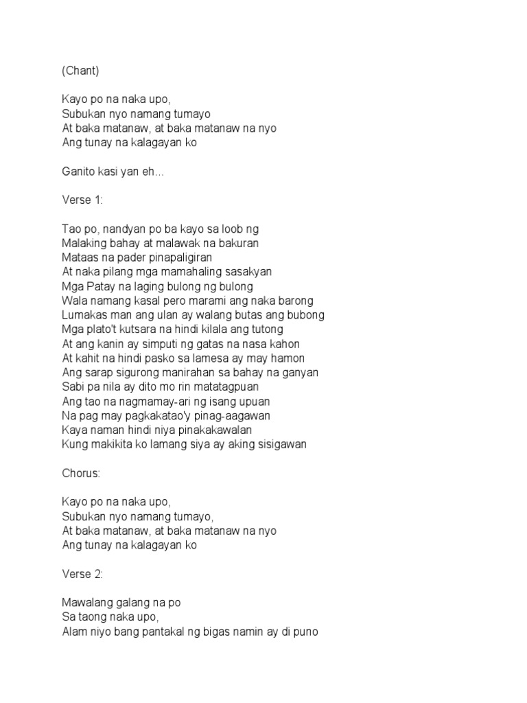 Upuan by Gloc 9 Analysis | PDF