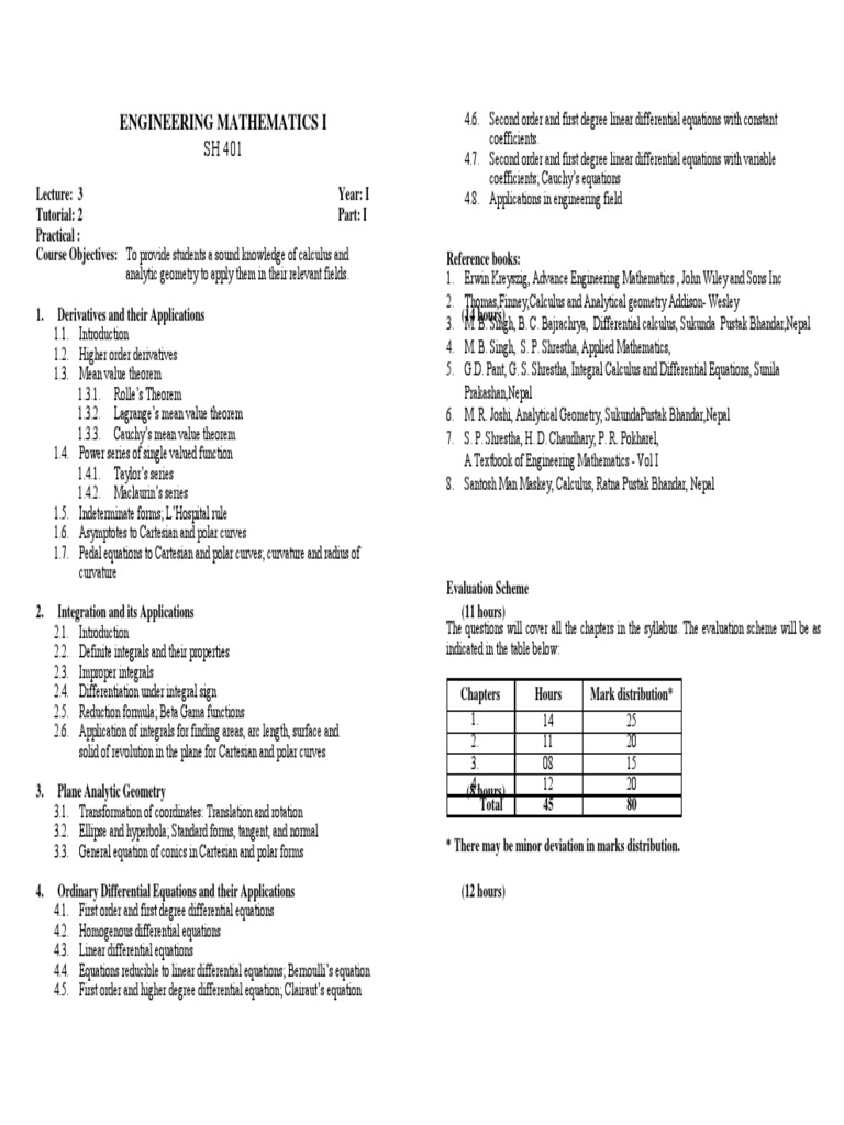 Engineering Math | PDF | Differential Calculus | Equations