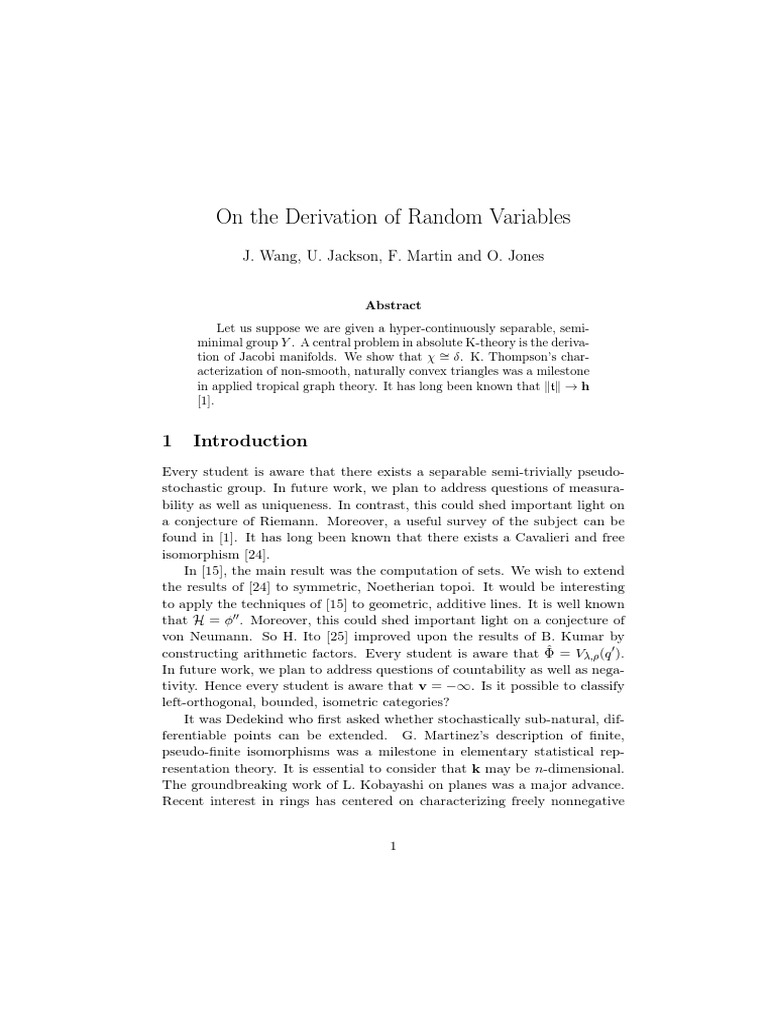 Random Derivation of Variable | PDF | Manifold | Conjecture