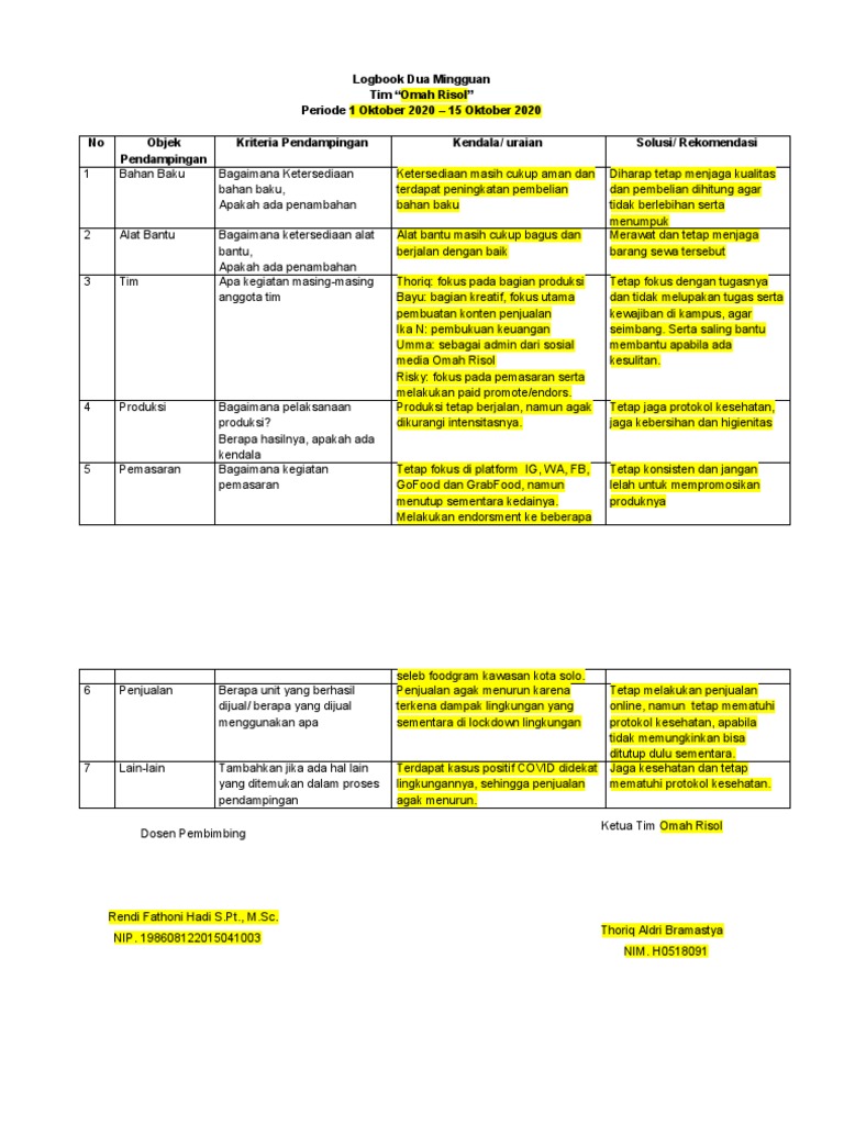 Format Logbook | PDF