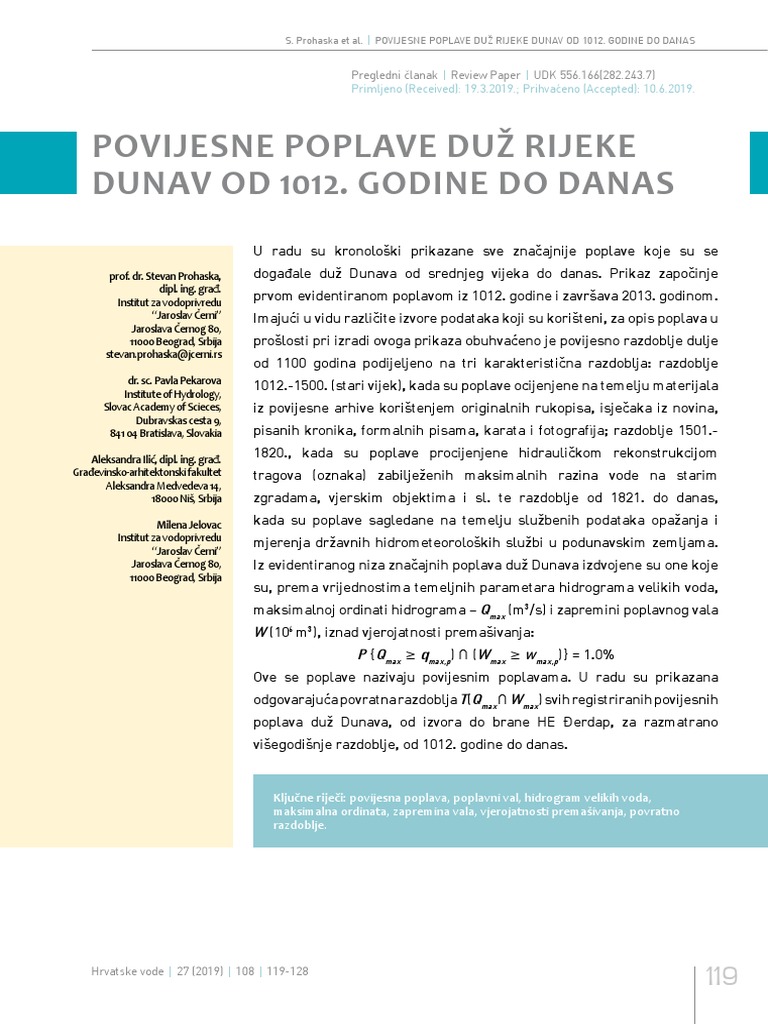 Povijesne Poplave Duž Rijeke Dunav Od 1021. Godine Do Danas | PDF