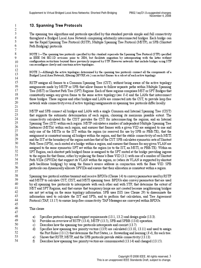 Spanning Tree Protocols 1108 | PDF | Networking Standards | Computer Standards