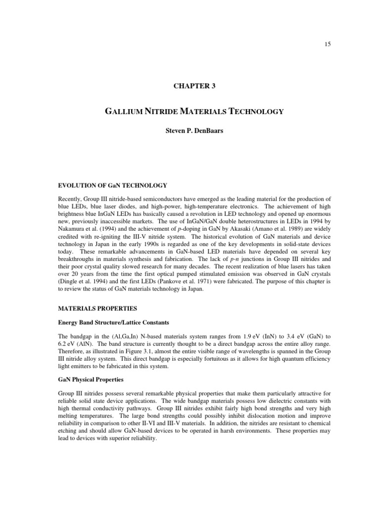 Gallium Nitride Materials Technology | PDF | Light Emitting Diode ...