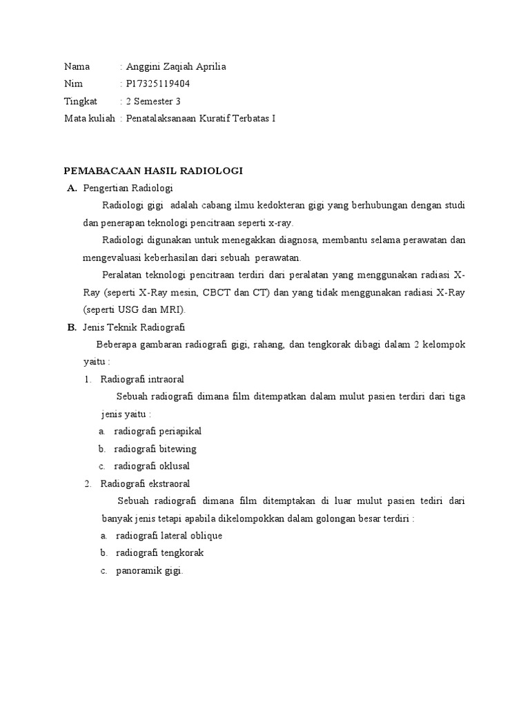 Pembacaan Hasil Radiologi | PDF